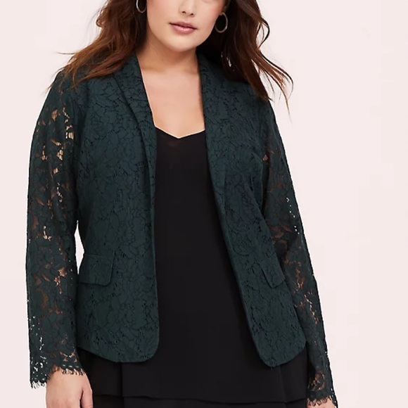 torrid | Jackets & Coats | Torrid Green Lace Blazer | Poshmark